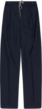 Maison Margiela Homme, Pantalons, Bleu, Taille: M Pinstripe Wool Drawstring Pantalons