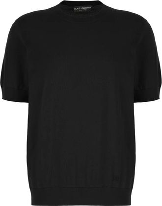 Dolce & Gabbana Homme, Pulls, Noir, Taille: XL Pull ras du cou en soie