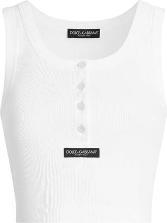 Dolce & Gabbana Femme, Tops, Blanc, Taille: 36 FR Ribbed Tank Top