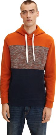 Tom Tailor Herren Hoodie im Colourblocking 1032925, 19772 - Gold Flame Orange, L