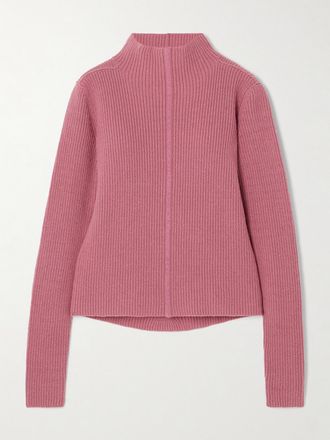 Rick Owens Maglia Stehkragenpullover Aus Einer Gerippten Kaschmir-wollmischung - Pink
