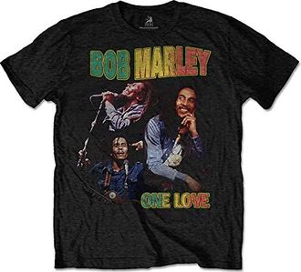 Bob Marley Rockoff Trade Bob Marley T Shirt One Love Homage Logo Nouveau Officiel Homme Noir Size XL