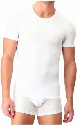 Liabel 03858 T-shirt pour homme en coton bi-élastique pour homme, 3 pièces - blanc., Large