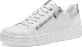 Marco Tozzi Damen Sneaker flach mit Rei&szlig;verschluss Vegan, Wei&szlig; (White comb), 40 EU