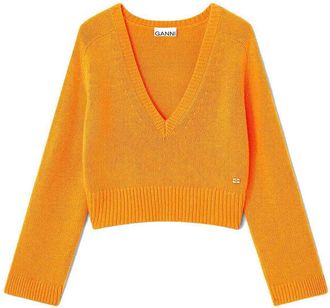 Ganni V-Pullover - Orange