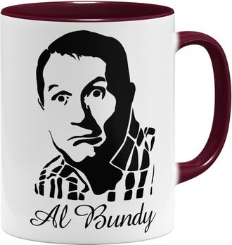 OM3 kultige Schuhverkäufer Kaffee-Tasse mit Gesichtsausdruck - Kultmotiv - Keramik Becher - 11oz 325ml - Beidseitig Bedruckt - Bordeaux