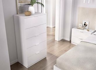 Dmora Kommode Cas, Mehrzweckkommode, Schlafzimmerkommode, Schrank mit Schubladen, 61x39 h110 cm, Wei&szlig;