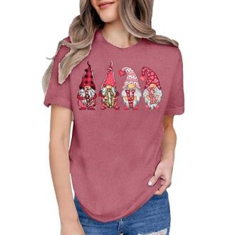 Generic 2026 Saint-Valentin Femme Chemise de Saint-Valentin Imprim&eacute; L&eacute;opard T-shirt D&eacute;contract&eacute; Mode Manches Courtes, rose vif, XL