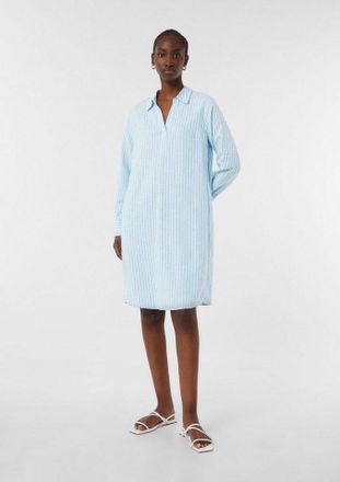 Comma Minikleid Kleid Gestreiftes Hemdblusenkleid mit Eingrifftaschen