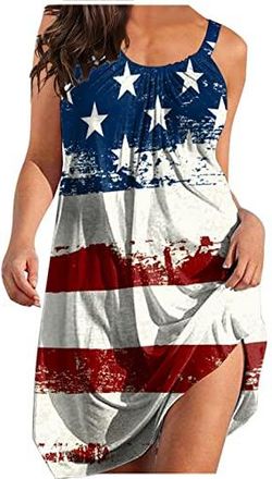 Generic Robe boh&egrave;me sans manches pour femme - Imprim&eacute; ray&eacute; - Pour l&eacute;t&eacute;, la plage, le printemps - Style d&eacute;contract&eacute;, Rouge, M