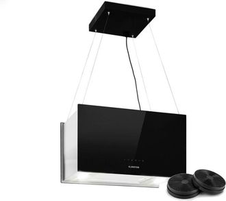 Klarstein Kronleuchter L Inselabzugshaube 60cm Abluft: 590m&sup3;/h LED Touch Glas schwarz