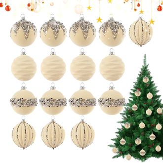 Generico Weihnachtskugeln | 16 Stück dekorative Kugeln bruchsicher 6 cm Weihnachtsbaum aus Samt mit Strass - 6 cm für Dekoration zu Hause Weihnachten Winter