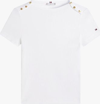 Tommy Hilfiger T-shirt &agrave; boutons ray&eacute; en coton