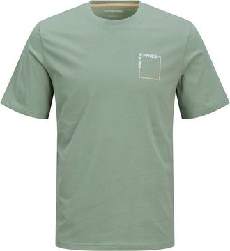 Jack & Jones Rundhalsshirt Jack&Jones XXL T-Shirt salbeigrün Brustprint JJVERNER