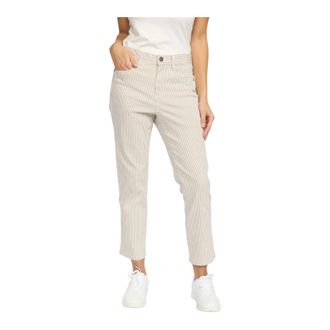 2-Biz Gestreifte Cropped Hose Becky.Sp25 Sand - - Trousers - Damen - Beige - L
