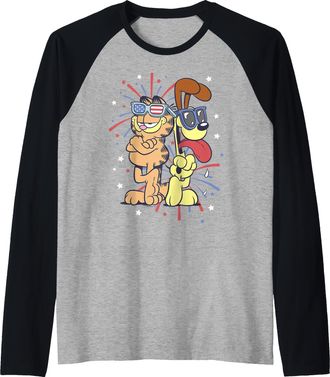 Garfield 4th of July Garfield & Odie Back to Back Fireworks Raglan