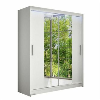 Mirjan24 Mobilier1 - Armoire Closico 132, Blanc, 200x150x58cm, Portes darmoire: Coulissantes, Nombre détagères: 0, led