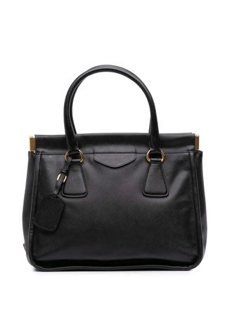 Prada sac à main Lucido Top Handle Frame en cuir Saffiano (2010-2025) - Noir