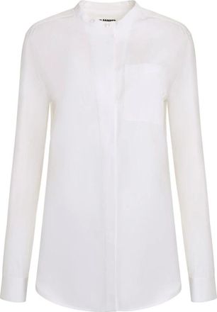Jil Sander Femme, Blouses et Chemises, Blanc, Taille: 38 FR Band Collar Long Sleeve Shirt
