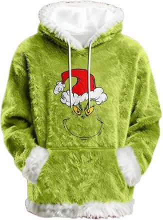 Generic Le Grinch Sweat A Capuche Femme Oversize Pyjama Noel Pull Plaid Adulte Pulls The 2025 Christmas De Vetement Costume Sweet Moche Vêtements Chaud Polair