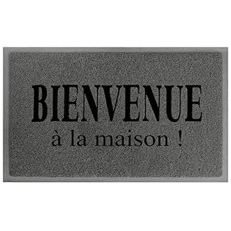 Douceur d'Int&eacute;rieur Tapis Rectangle (45 x 75 cm) Maison Gris/Noir, PVC