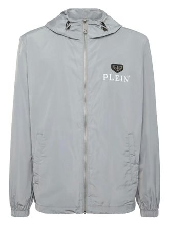 Philipp Plein Kapuzenjacke mit Logo-Schild - Grau