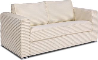 Vente-Unique Schlafsofa mit Matratze 3-Sitzer - grob Gerippter Cord - Beige - Liegefläche 140 cm - Matratze 22 cm mit Memory Schaum - Loreto