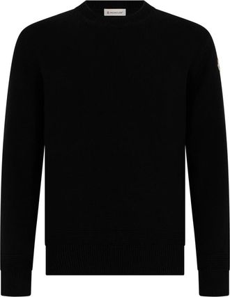 Moncler Homme, Pulls, Noir, Taille: XL Pull en coton avec &eacute;cusson logo