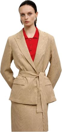 Erika Cavallini Semi Couture Femme, Vestes, Beige, Taille: 42 FR Veste ample en viscose moir&eacute;e