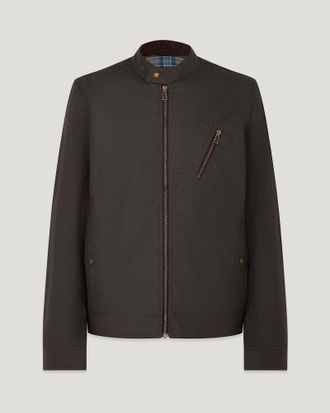 Belstaff Veste Sideline Pour Homme Waxed Cotton Vert Olive D&eacute;lav&eacute; 2xl