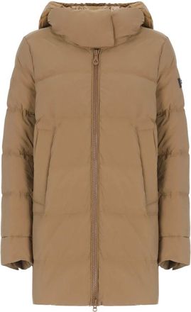 Peuterey Femme, Manteaux, Brun, Taille: 38 FR Doudoune avec capuche contrast&eacute;e