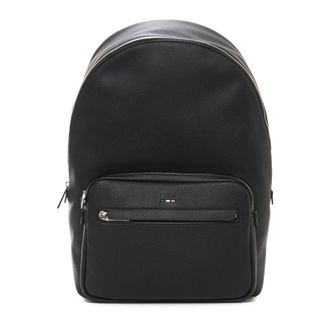 HUGO BOSS Homme, Sacs, Noir, Taille: ONE Size Sac &agrave; dos en cuir avec fermeture &eacute;clair