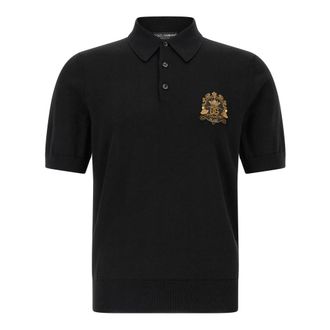 Dolce & Gabbana Homme, Tops, Noir, Taille: 2XL Virgin Wool Polo