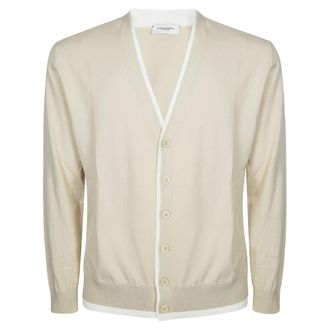 Paolo Pecora Cardigan Contrasti - - Knitwear - Herren - Beige - 2XL