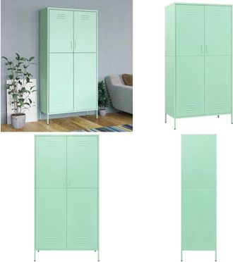 vidaXL Kleiderschrank Minzgr&uuml;n 90x50x180 cm Stahl - Schlafzimmerm&ouml;bel - Kleiderschrank - Garderobe - Minzgr&uuml;n - Stahlschrank - Home & Living