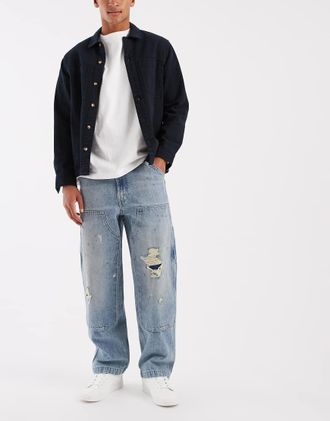 Levi's 568 jean droit ample &agrave; double genou en bleu clair