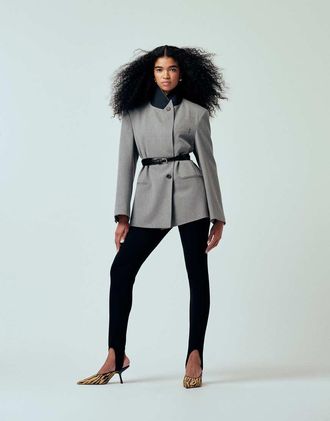 Asos Blazer oversize &agrave; col contrastant - Gris chin&eacute;