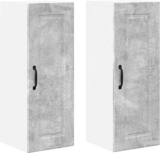 vidaXL Küchenwandschrank mit Regal 2 pcs Beton Grau 30 x 31 x 80 cm vidaXL