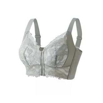 Generic Ziplacy Soutien-gorge de sport avec fermeture &eacute;clair sur le devant pour femme - Soutien-gorge de sport push-up fin sans fil en dentelle, Vert, XXL