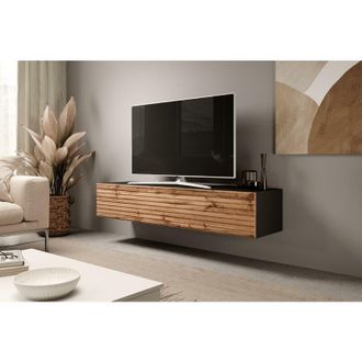 Furnix Furnix - Lowboard janita 160 Lamellenfront TV-H&auml;ngeschrank Schwarz/Wotan Lamellen