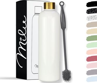 Milu Thermosflasche 1L Isolierte Edelstahl Thermo Trinkflasche Thermoskanne Auslaufsichere Isolierflasche doppelwandig - Kohlensäure geeignet - inkl. Reini