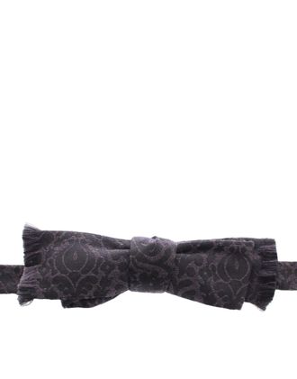 Dolce & Gabbana Mens Gray Black Wool Silk Bow Tie