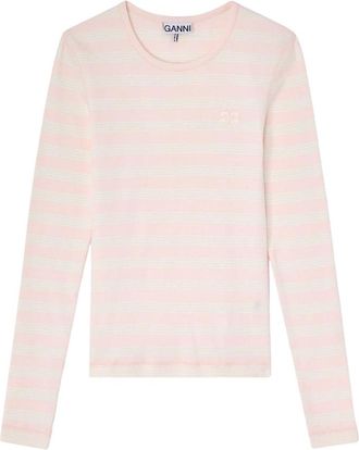 Ganni Femme, Pulls, Multicolore, Taille: 42 FR Soft Cotton Stripe Rib Longsleeve