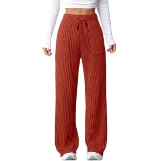Generic Pantalon de surv&ecirc;tement pour femme avec poches - Uni - Taille &eacute;lastique - Pantalon de surv&ecirc;tement d&eacute;contract&eacute; &agrave; jambe large - Pantalon de sport taille