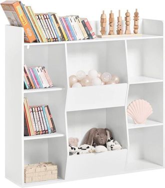SoBuy Sobuy - KMB55-W Bücherregal für Kinder Kinderregal Aufbewahrungsregal mit 8 offenen Fächern Spielzeugregal Standregal Regal Kinderzimmer Möbel weiß