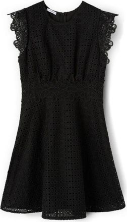 Motivi Femme, Robes, Noir, Taille: 36 FR Robe &Eacute;vas&eacute;e en Broderie Anglaise avec Dentelle