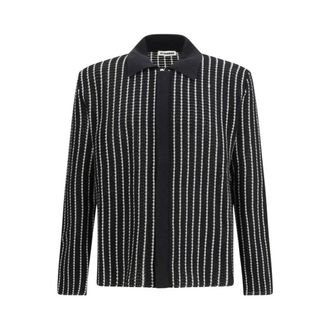 Jil Sander Gestreiftes Strick-Poloshirt - - Shirts - Herren - Schwarzk - L