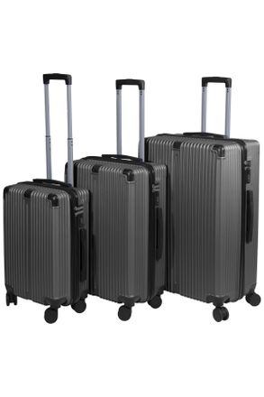 Novel Reisekofferset, Dunkelgrau, Metall, Kunststoff, Textil, 3-teilig, höhenverstellbarer Teleskopgriff, 360°-Rollensystem, TSA-Schloss, Tragehenkel, Netzf