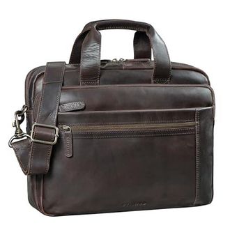 STILORD Alberto Grand Sacoche Cuir pour Ordinateur 15,6 Pouces Homme Sac Bandouli&egrave;re Cartable Travail DIN A4 avec Support Trolley V&eacute;ritable Cuir Couleur:zamor