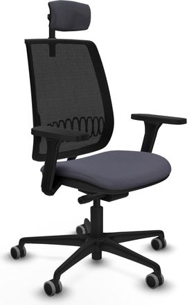 Piqueras y Crespo Ergonomischer B&uuml;rostuhl, atmungsaktiv, Alares mit 3D-Armlehnen, h&ouml;henverstellbare Lendenwirbelst&uuml;tze und h&ouml;henverstellbares Kopfteil, Schwarz / Dunkel